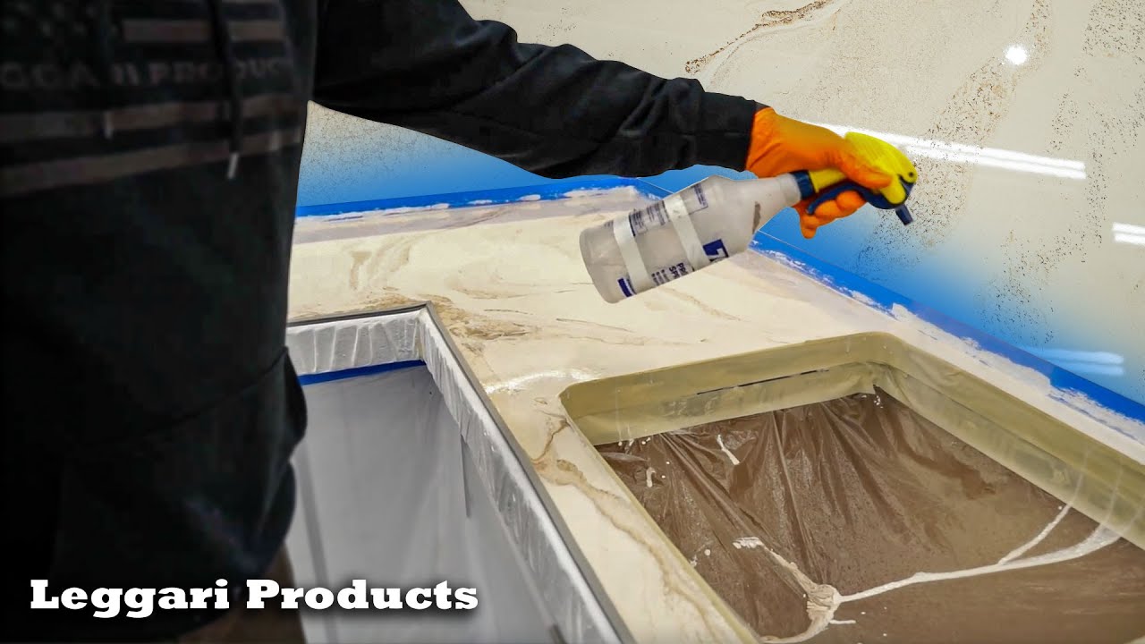 How To Get Real Stone Looking Countertops | Spray Paint & Epoxy ...
