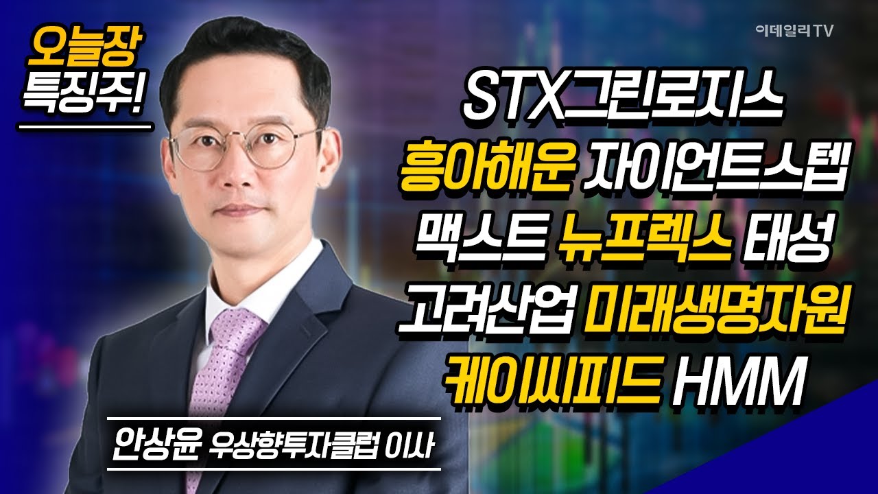 Stx그린로지스흥아해운자이언트스텝맥스트뉴프렉스태성고려산업미래생명자원 안상윤 우상향투자클럽 이사 이데일리on