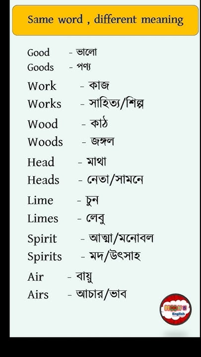 Same Word, Different Meaning #easyenglisheveryday # ...
