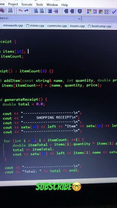 shopping receipt in c++ IDE dev c++ #cppprogramming #codingtime #codinglife - YouTube