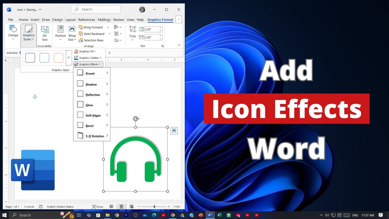 How to Add Icon Effects on Microsoft Word - YouTube