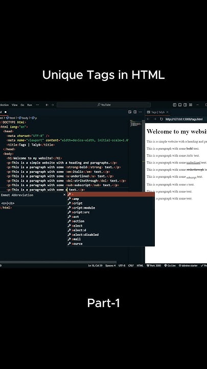 Unique Tags In Html Part1 Talyb Coding Programming Html Css Js Javascript Developer 0989