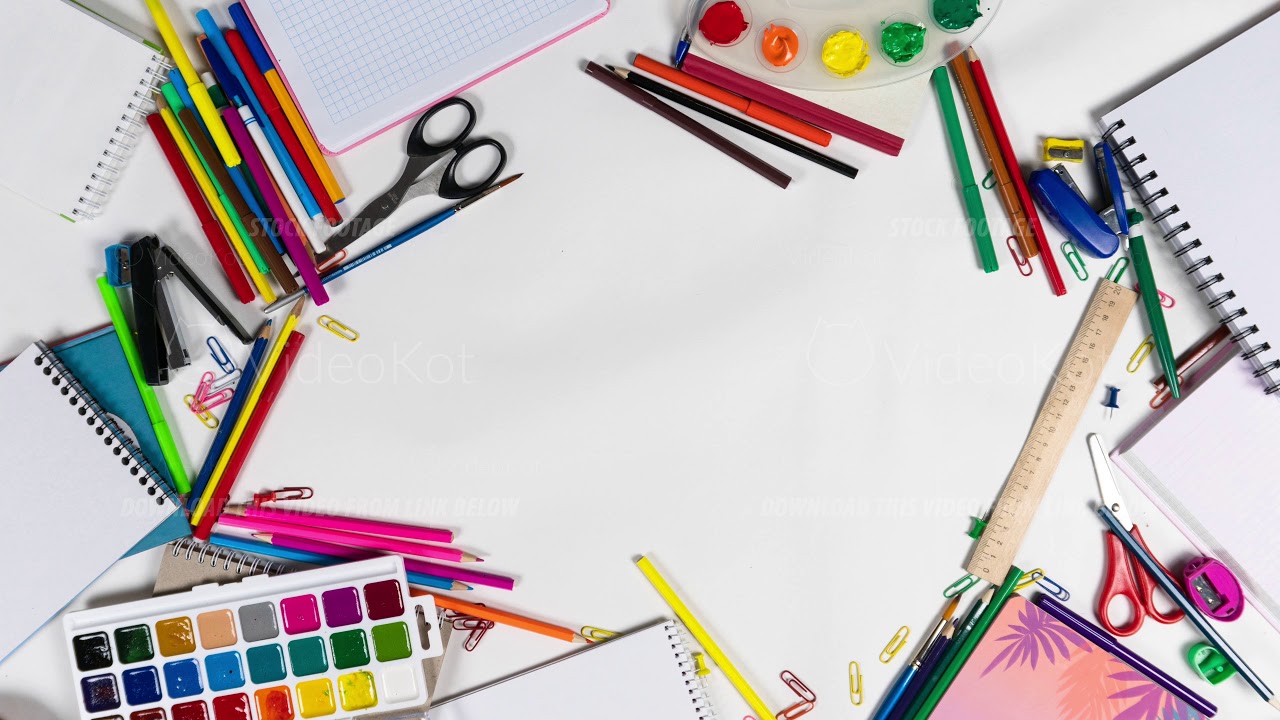 The chaos of stationery for a designer or artist looped stop motion ...