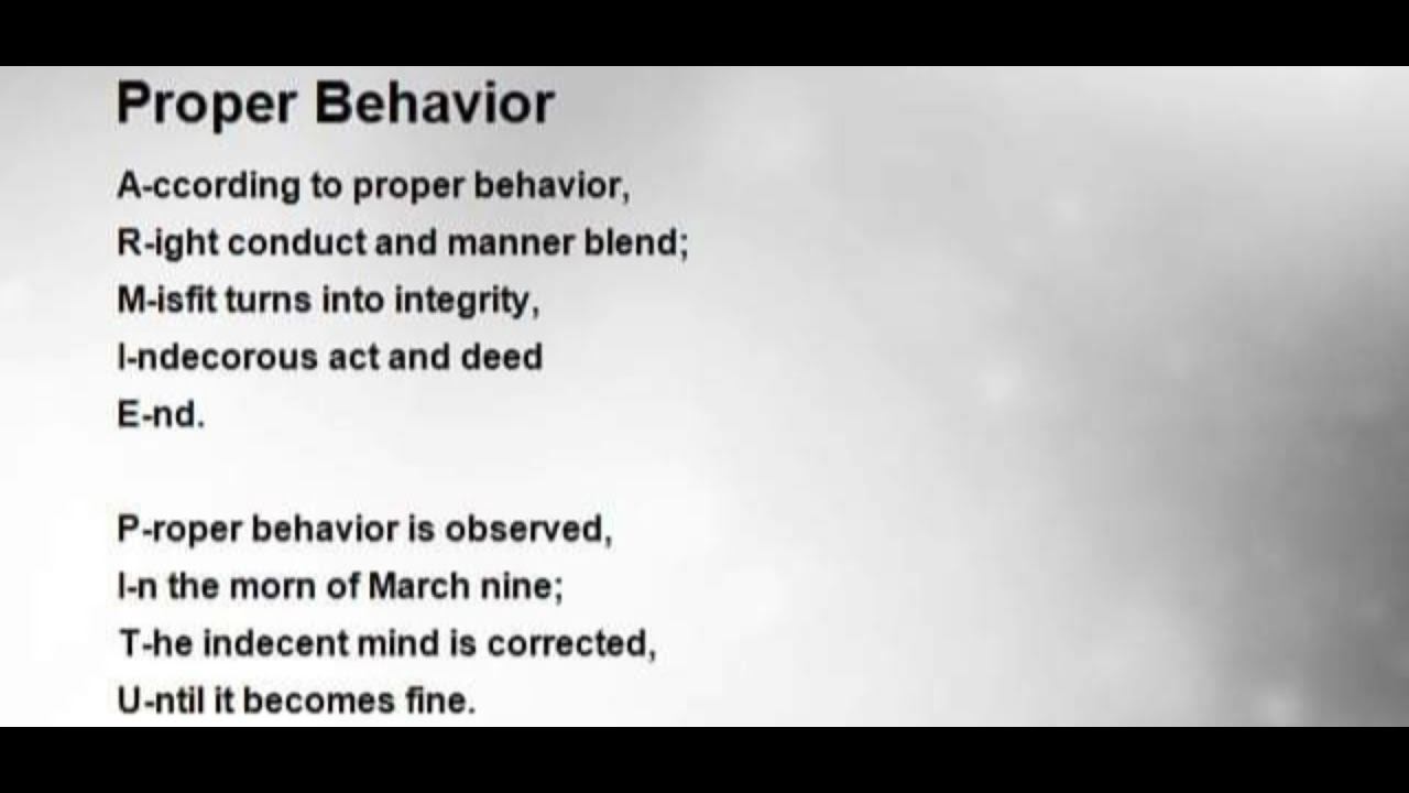 Proper conduct and behavior - YouTube