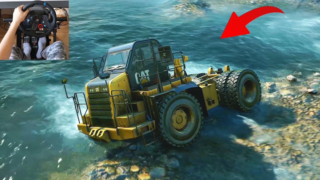 CATERPILLAR CROSSING THE RIVER! - SnowRunner - YouTube