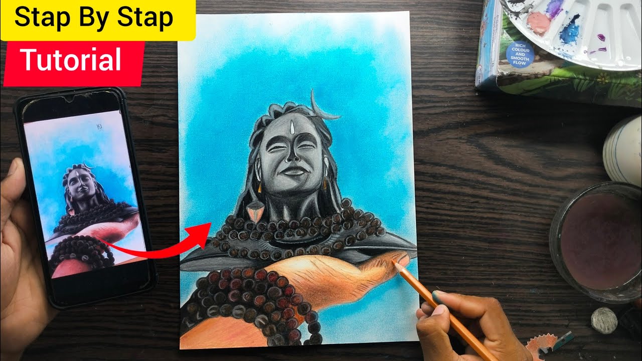 🙏 How to draw lord Mahadev drawing with paincil colour drawing/ lord ...