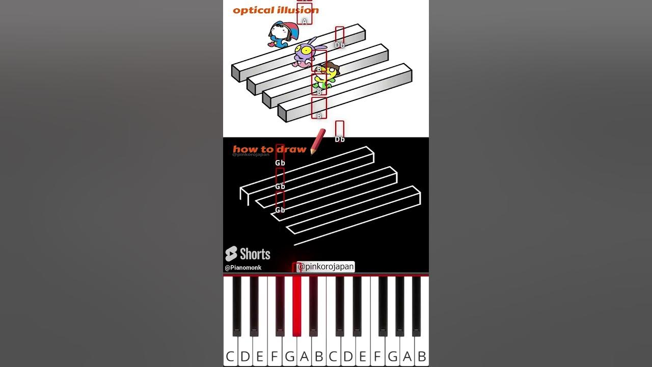 How to draw 3D Optical Illusion🤩3D Art Tutorial Animation(@pinkorojapan) - Octave Piano Tutorial ...