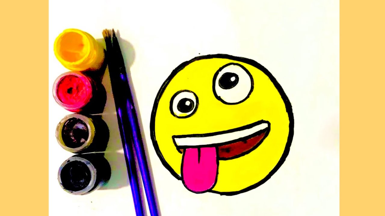 How to draw crazy wacky emoji face 🤪 using poster colours (Step by Step ...