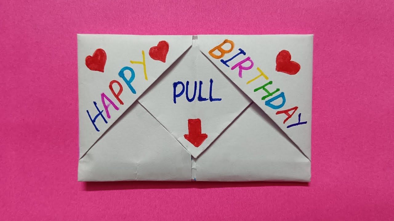 DIY - Surprise Message Card Tutorial For Birthday| Pull Tab Origami ...