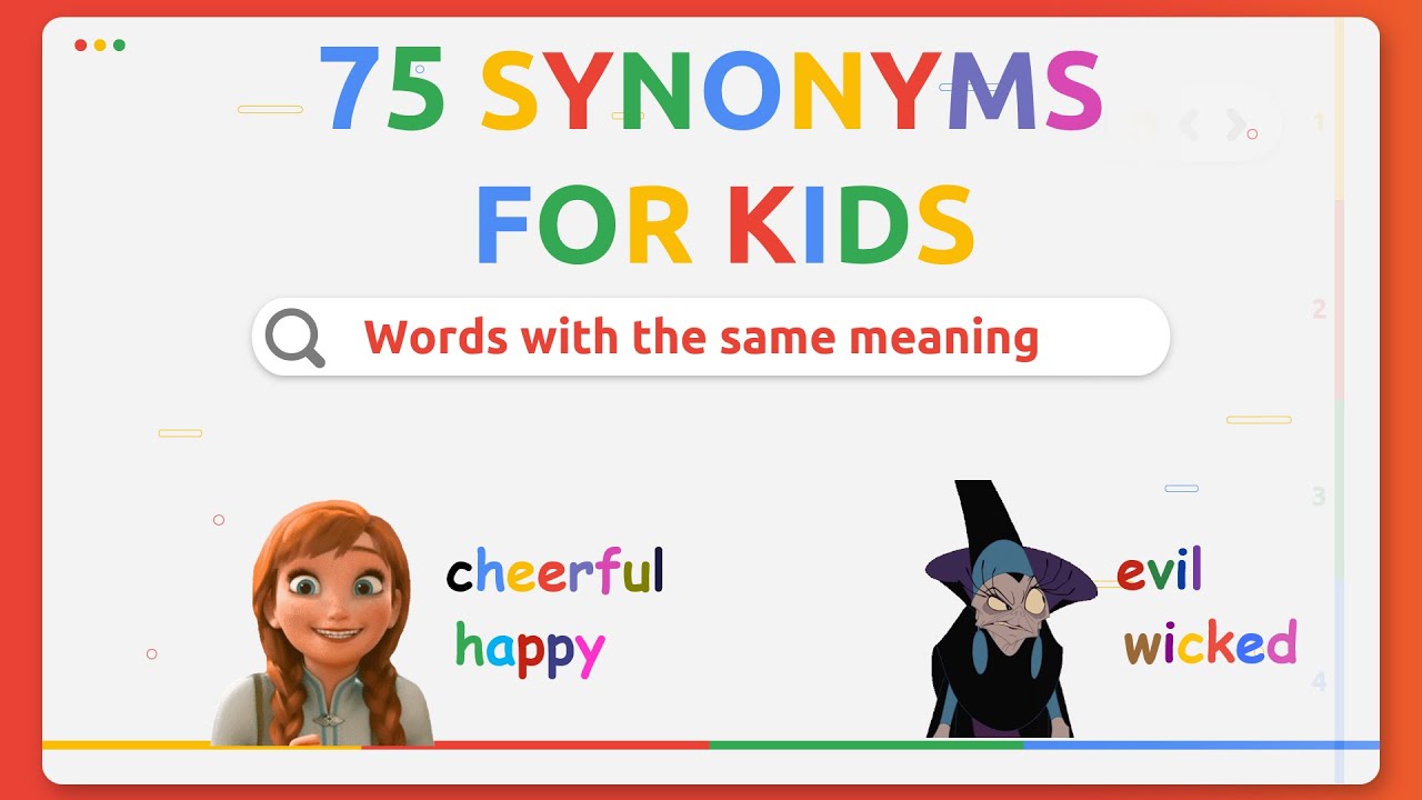 Synonyms for kids | 75 important words with meanings | Animated funny ...