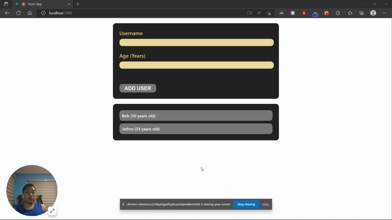 User Adder Project - Lereias Section 8 Maximilian React (Sept 20, 2022 ...