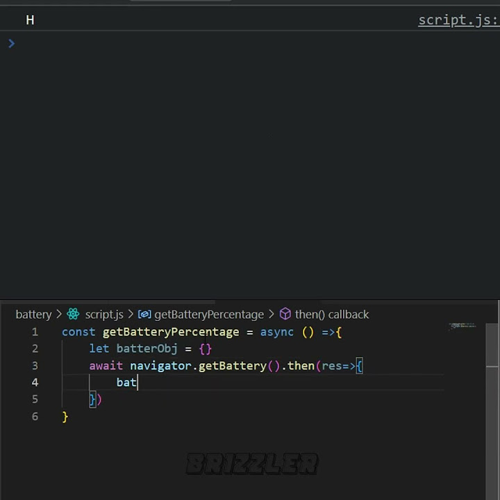 Battery 🔋 Percentage using Javascript #code #ytshort #shorts #codewithharry #codewithbrizzler ...