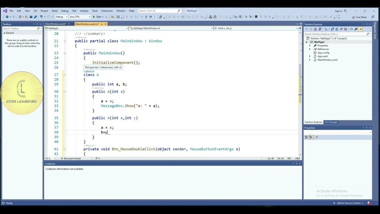WPF | Class 'Parameterized constructor #2' | CodeLearning - YouTube