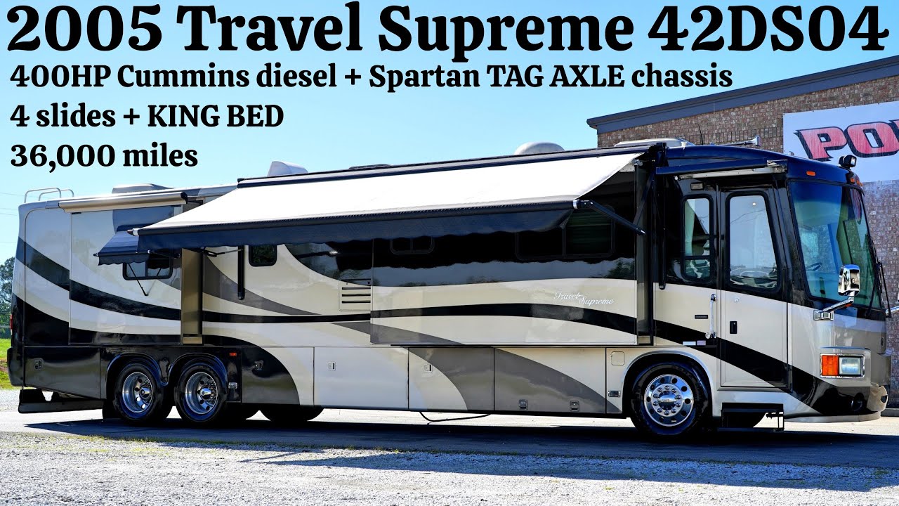 2005 Travel Supreme 42DS04 TAG AXLE A Class 400HP Cummins Diesel Pusher ...