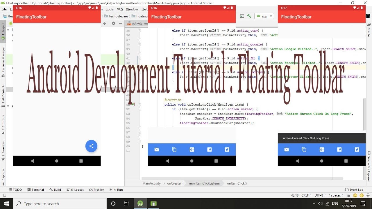 Android Development Tutorial : Floating Toolbar - YouTube