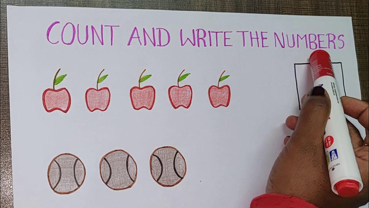 COUNT AND WRITE THE NUMBERS | COUNTING PICTURES AND WRITING IN ENGLISH ...