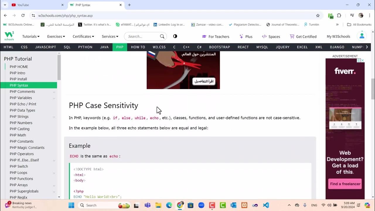 PHP syntax and comments - YouTube