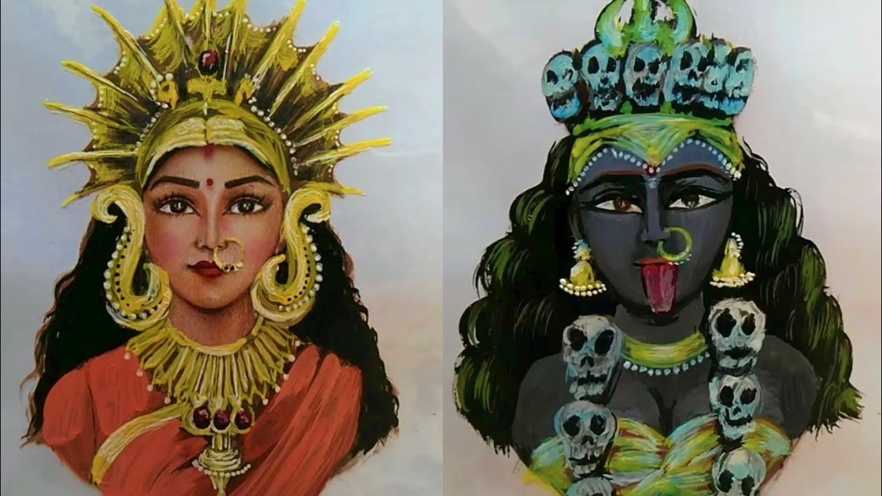 Maa durga realistic drawing -abhartzz maa durga 9 roop /art - YouTube