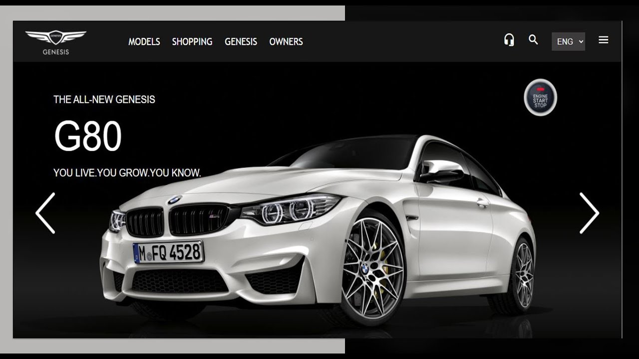 BMW Car Landing Page With Slider HeadeLights On And Engine Sound Effect ...