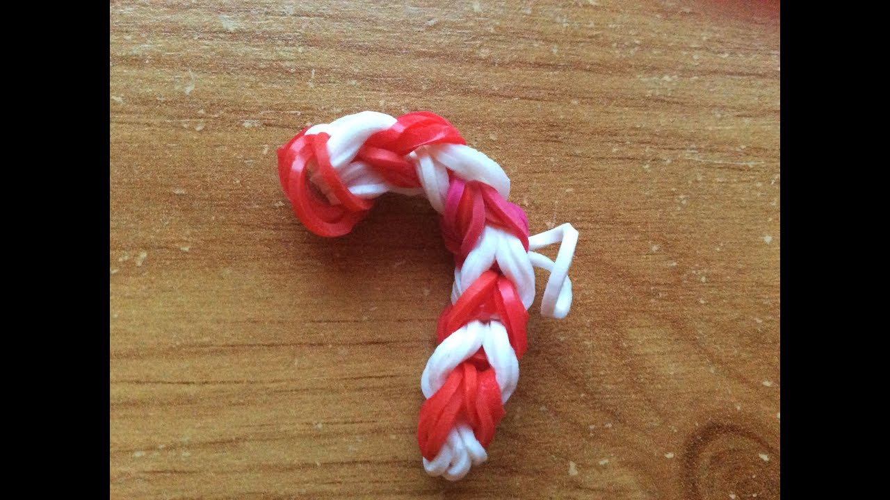 How to make a rainbow loom christmasy candy cane ! ( perfect for a ...