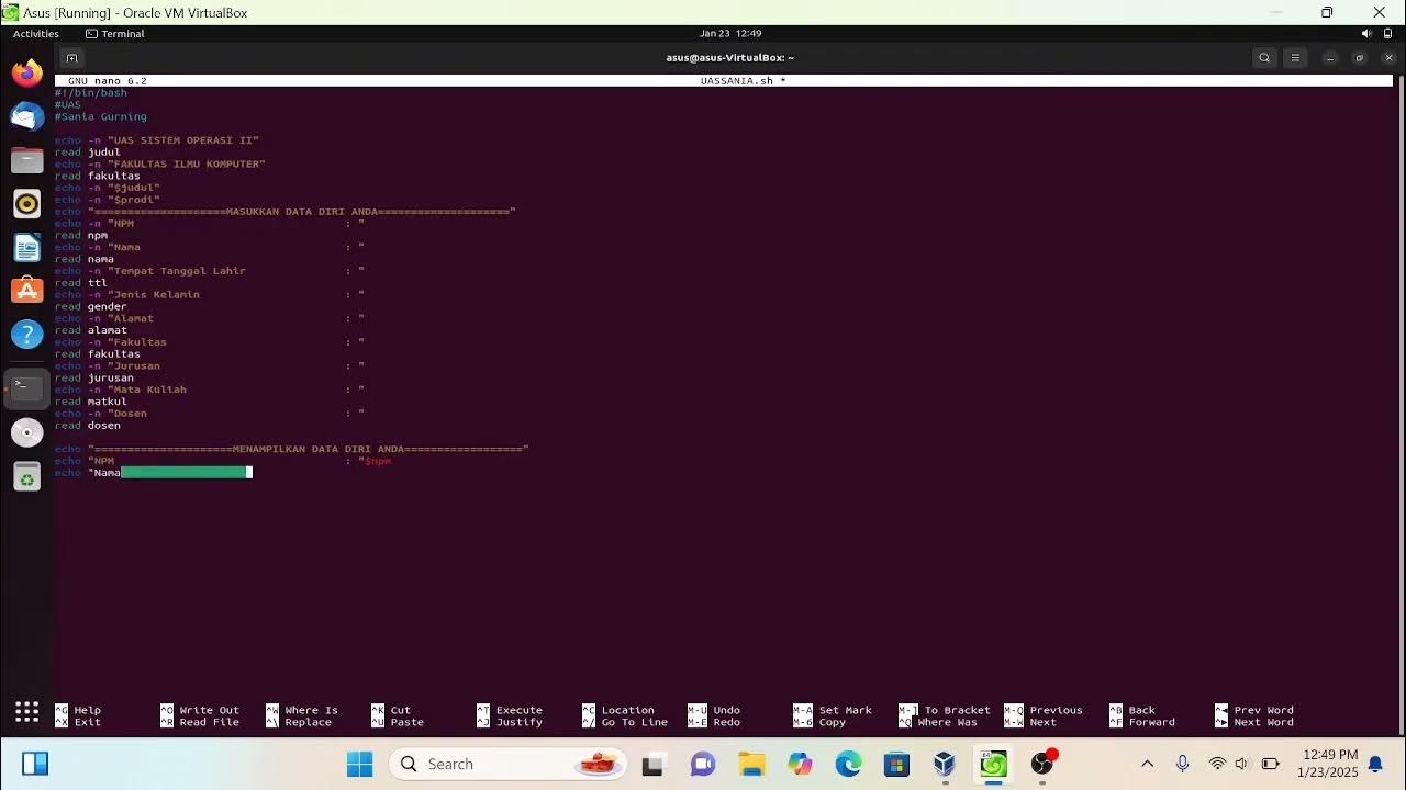 Pemrograman Shell tentang Penginputan Data ( UAS Sistem Operasi II ) - YouTube