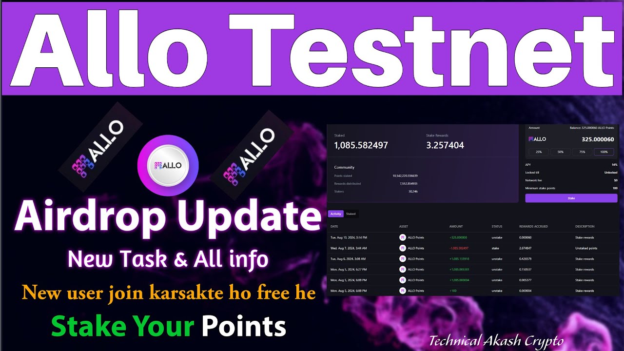 Allo Airdrop: Points Staking & How to Earn More Points! 🚀 - YouTube