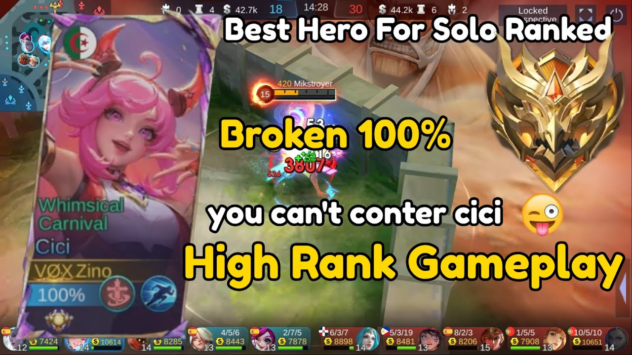 MLBB Cici Gameplay pro player solo rank push Damage Build Solo Carry ...