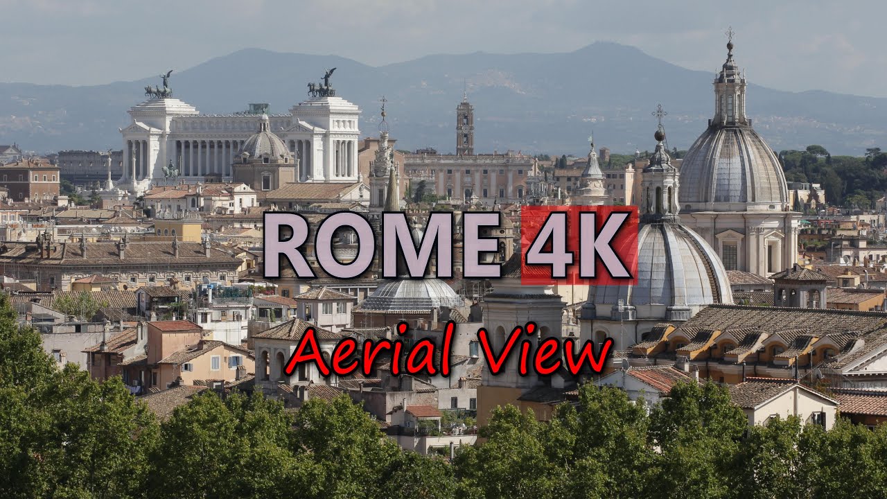Ultra HD 4K Rome Travel Italy Tourism Aerial View Tourist Attraction ...