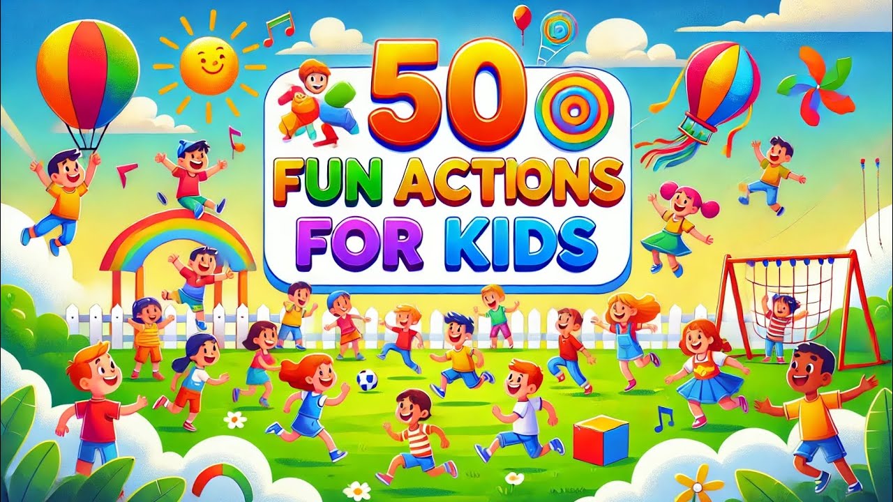 50 Action words for kids learning poem | Nursery rhymes in English ...