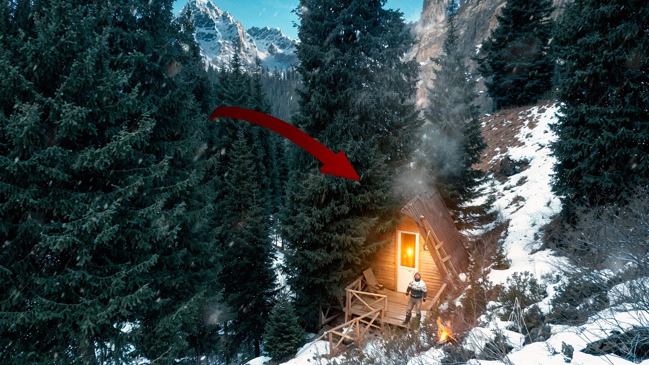 Alone in a Wooden Cabin | Cozy Winter Night in the Wild - YouTube
