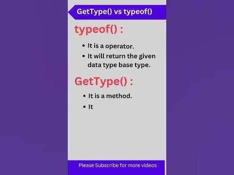 Difference between GetType() and typeof() - YouTube