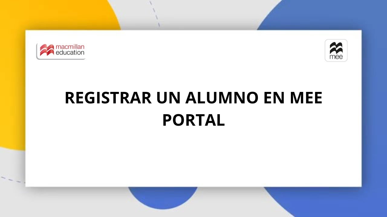 Registrar un alumno en MEE Portal - YouTube