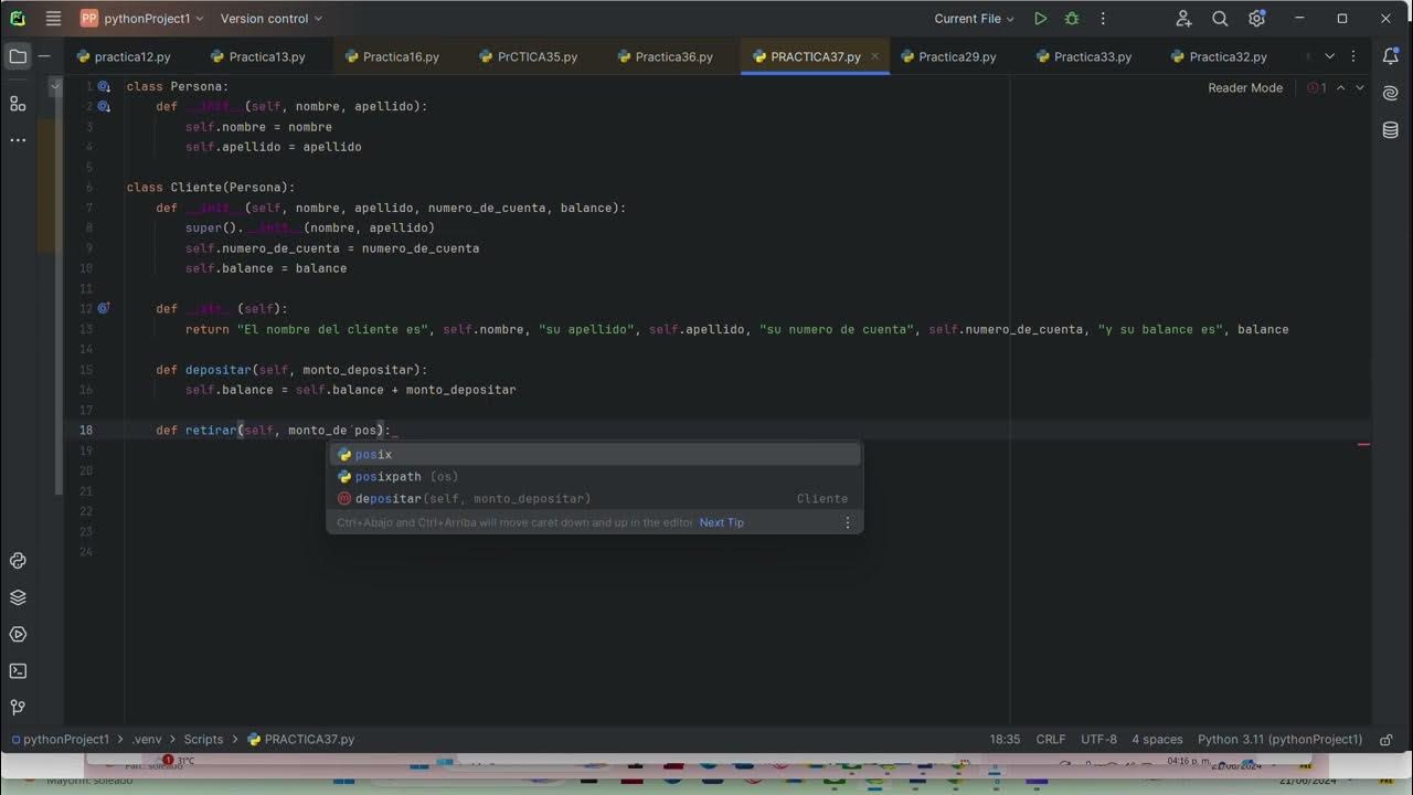 Cuenta bancaria (simulacion) Python - YouTube