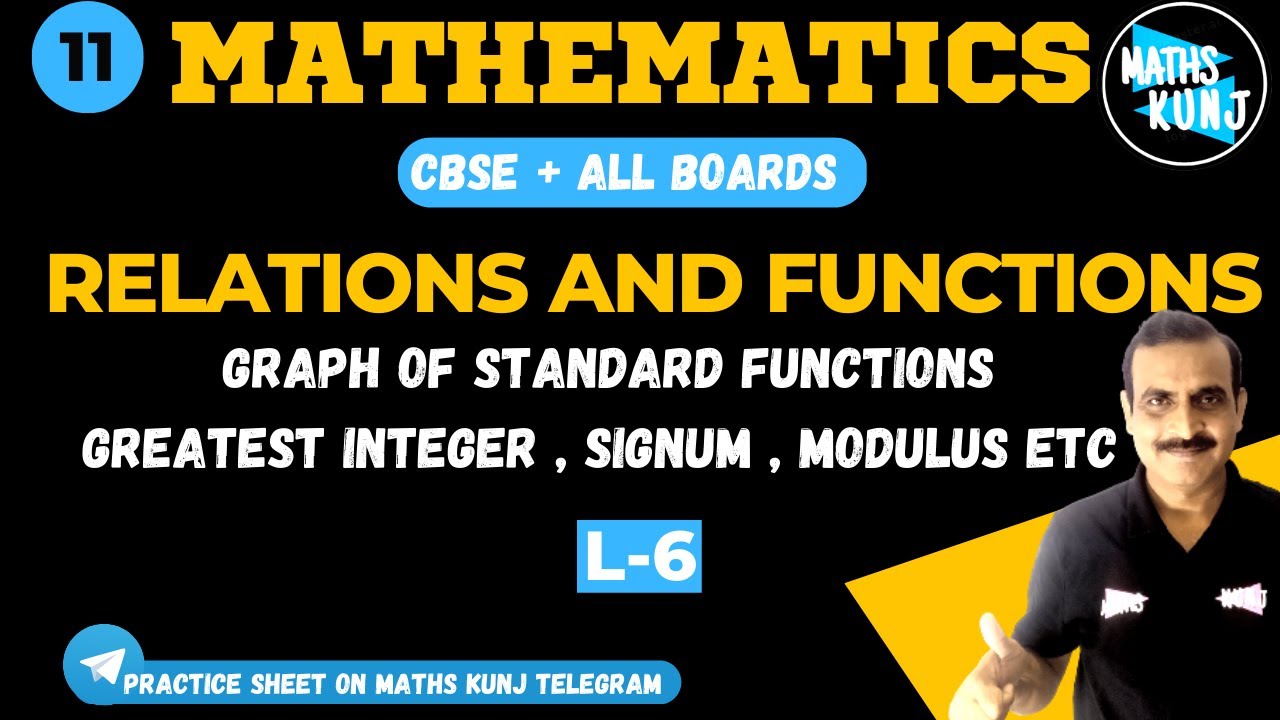 Relations And Functions Class 11th Chapter 2 Graphs Of Standard Functions Cbse L 6 Maths