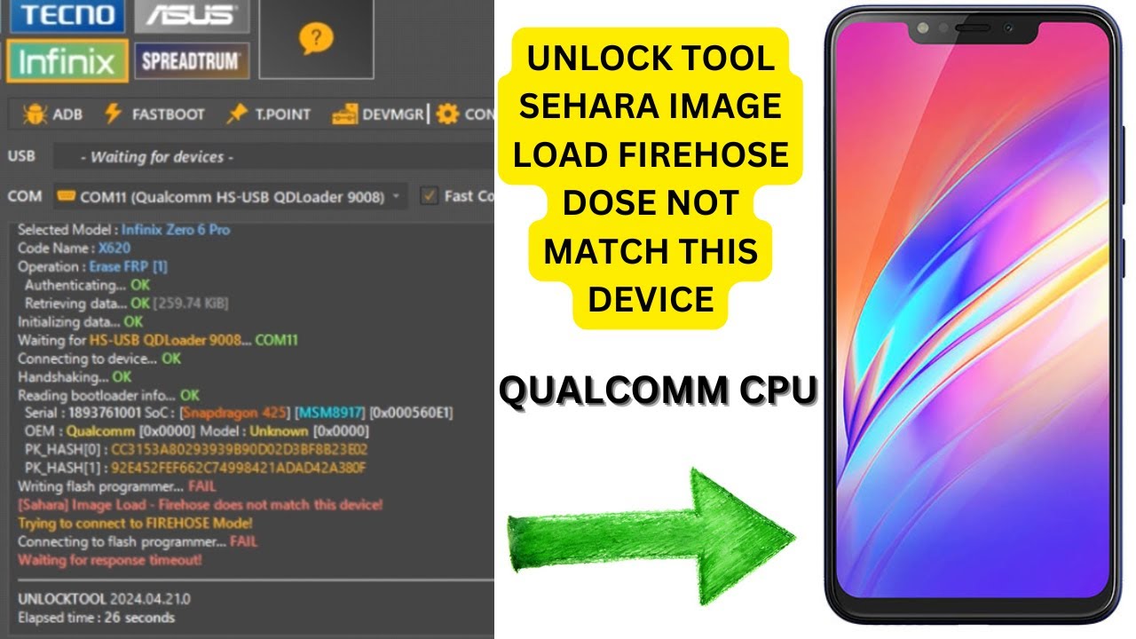 sehara image load firehose dose not match frp infinix hot 6x handshaking fail | unlock tool ...