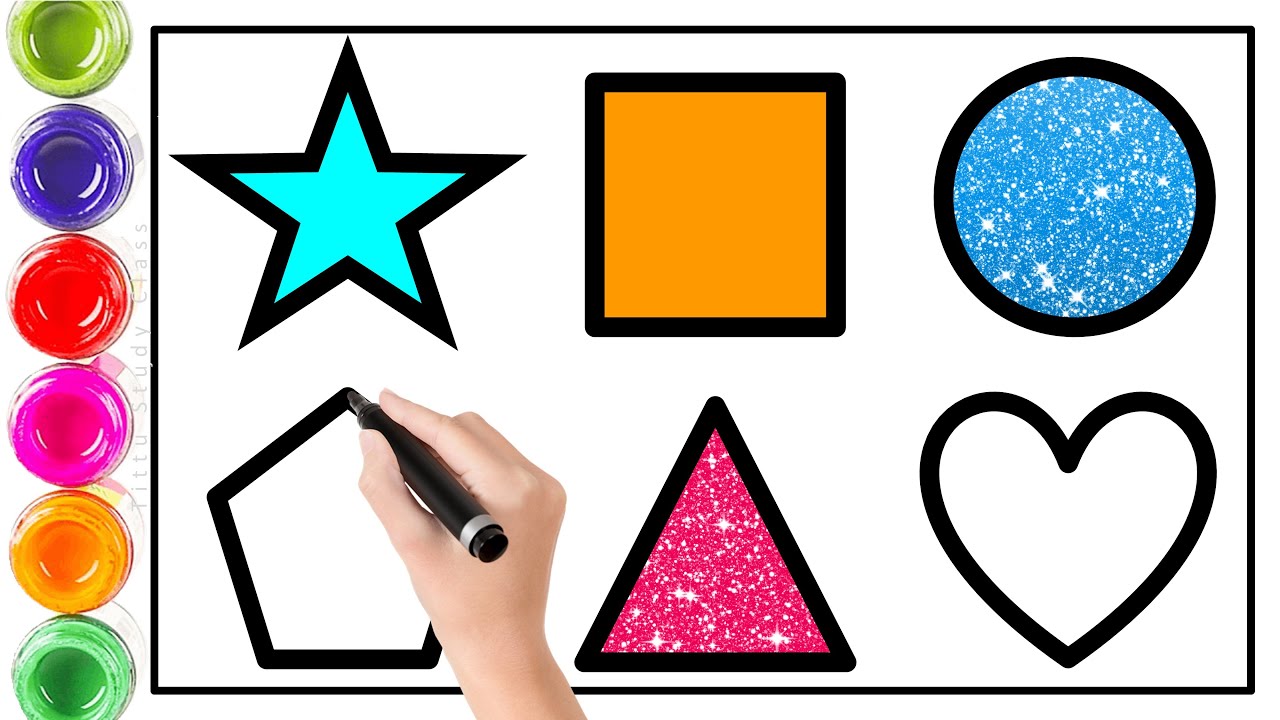learn to draw and colors 2d shapes, shapes coloring pages, preschool ...
