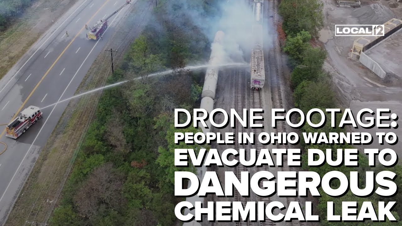 DRONE FOOTAGE: People in Ohio warned to evacuate due to dangerous ...