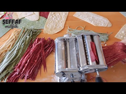 Ev Tipi Makarna Makinası ile Erişte Kesimi/Ispanaklı Kırmızı Pancarlı Sütlü/ŞEFFAF MUTFAK