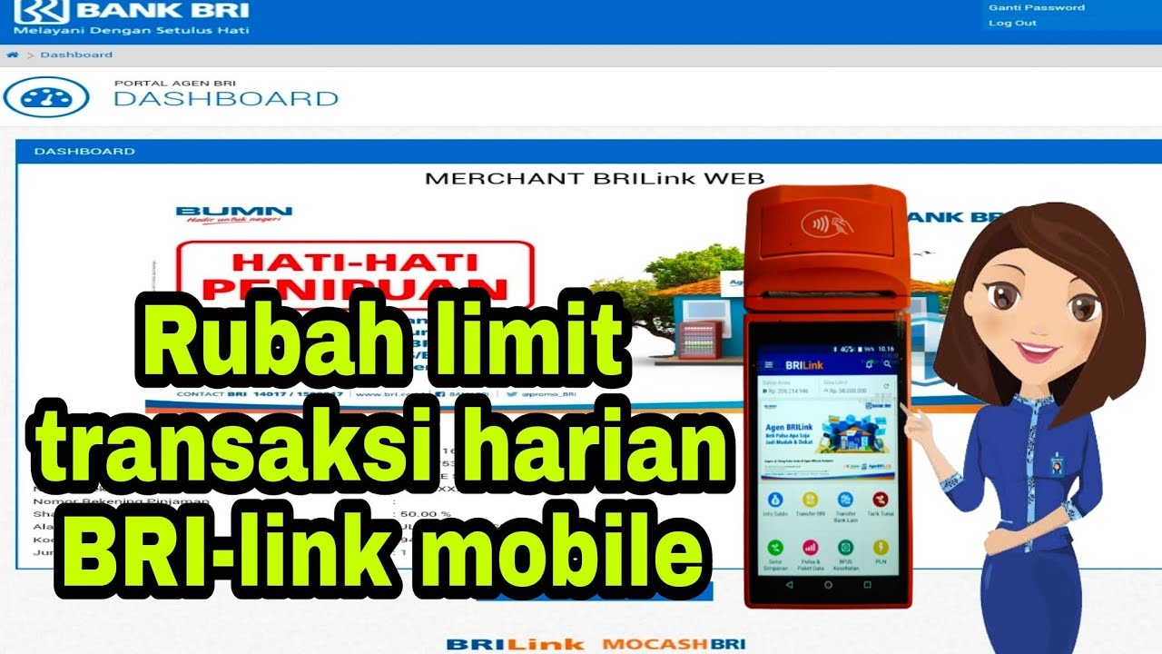 Cara merubah menaikkan limit harian BRI link lewat handphone - YouTube
