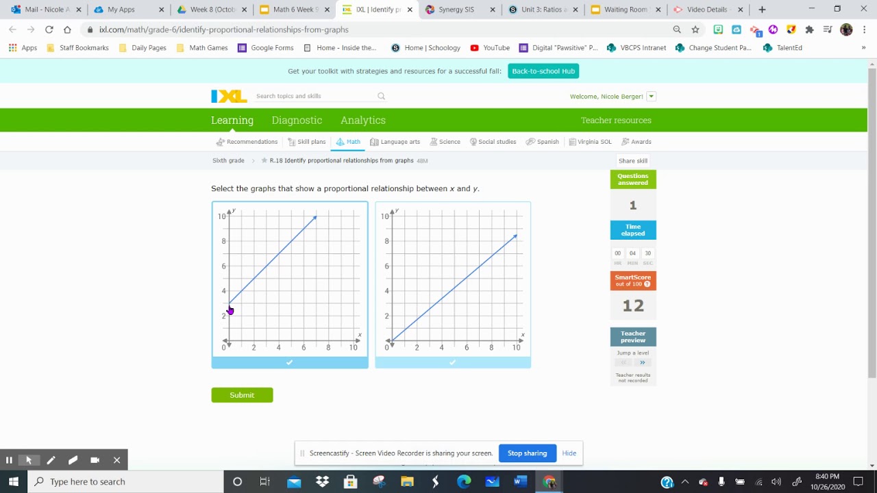IXL R.18 (6th grade) Identify Proportional Relationships from graphs ...