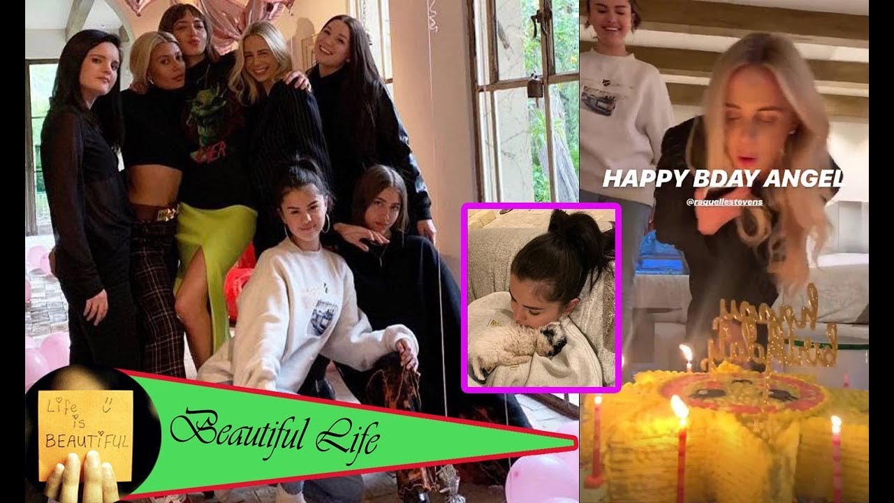 Selena Gomez poses among a sea of pink balloons to celebrates her best ...