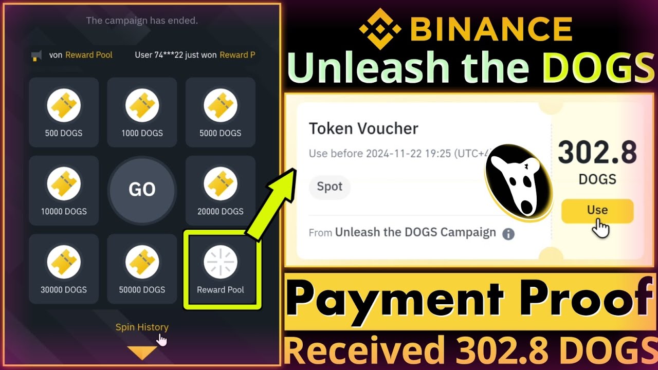 Binance Unleash the DOGS || Payment Proof || Received 302.8 DOGS ...