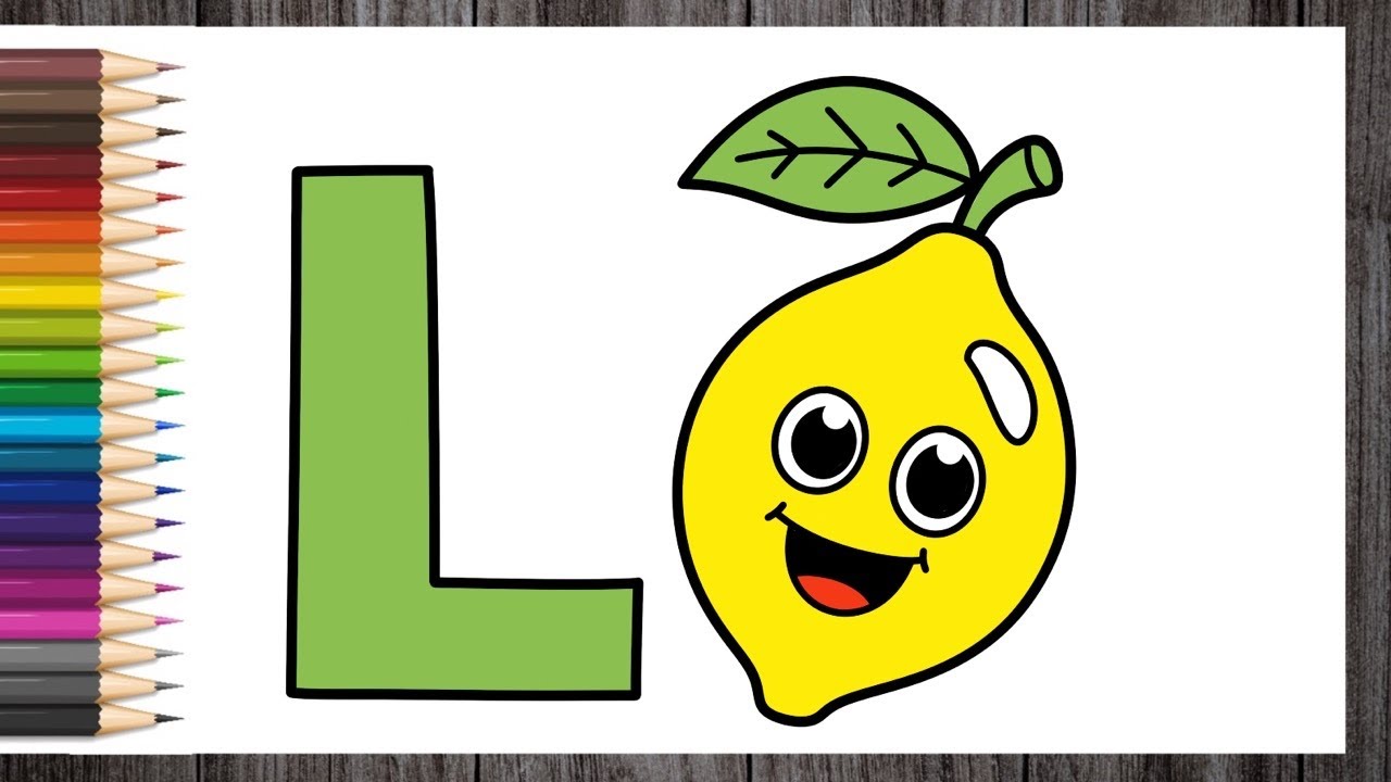 How to Draw Alphabet L for Lemon Cartoon Easy for Kids | Cute Little ...