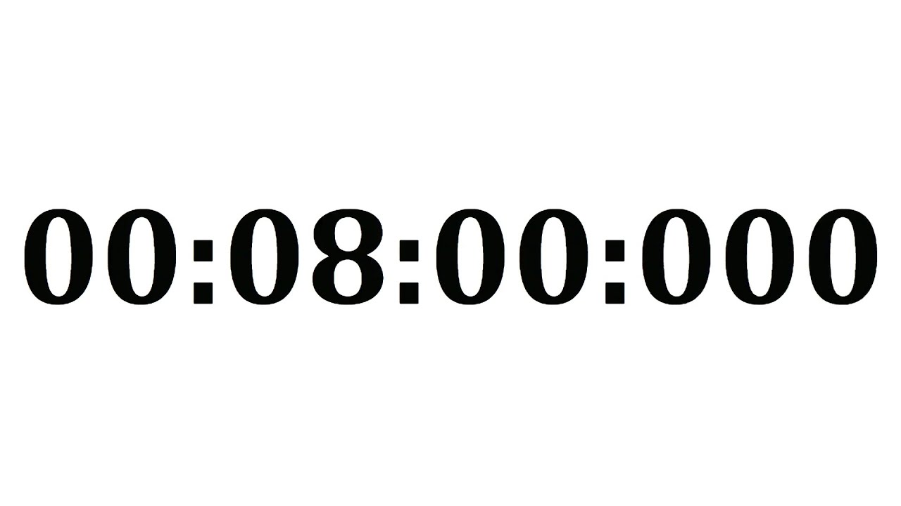 WHITE COUNTDOWN 8minutes = 480 seconds = 480000 milliseconds, Full HD ...