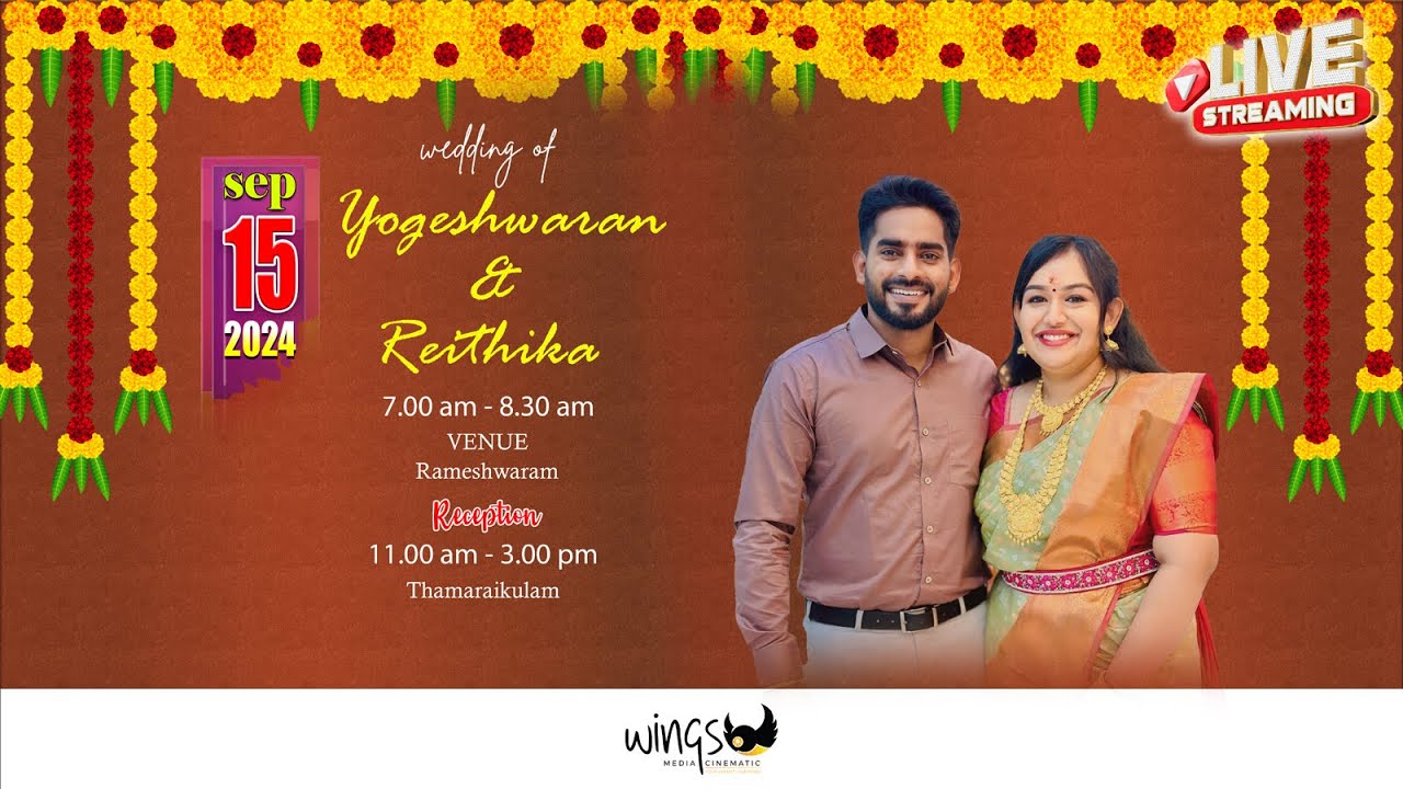 🔴LIVE ON |15-09-2023| Wedding | Yogeshwaran ️Weds ️ Reithika - YouTube