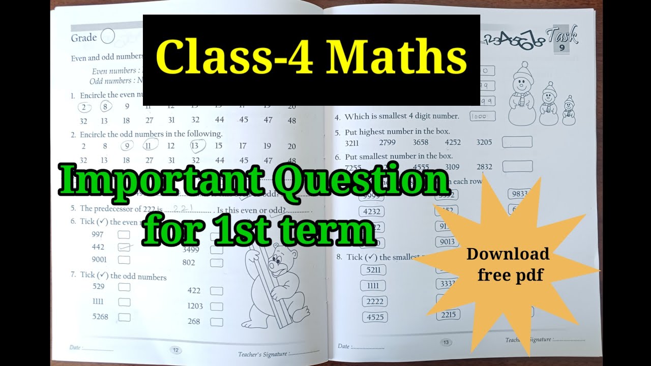 Class-4 Maths latest Worksheets | Class-4 Maths question paper | Class ...