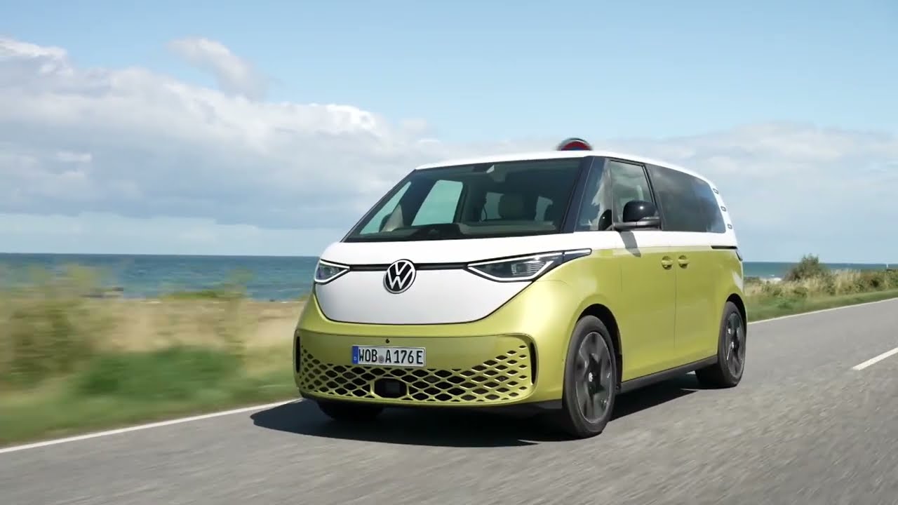 Volkswagen ID. Buzz in Candy White and Lime Yellow Driving Video - YouTube