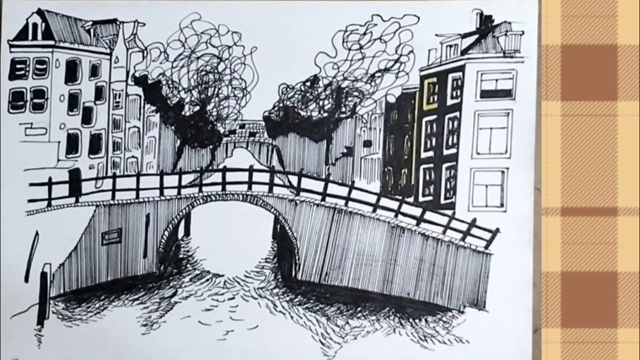 Bridge scenery drawing How to draw a beautiful bridge scenery drawing # ...