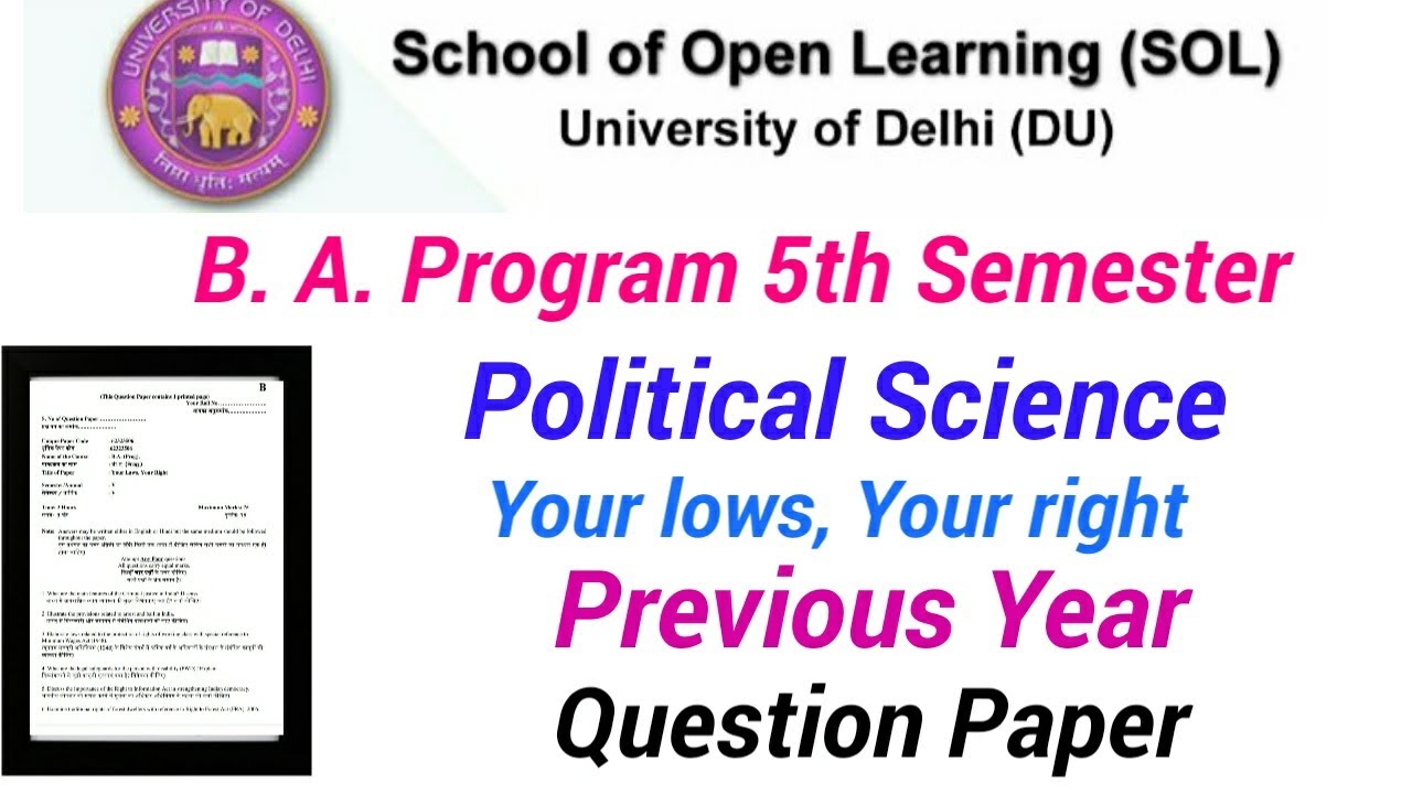 BA Program 5th Semester Political Science Your laws your right Previous ...