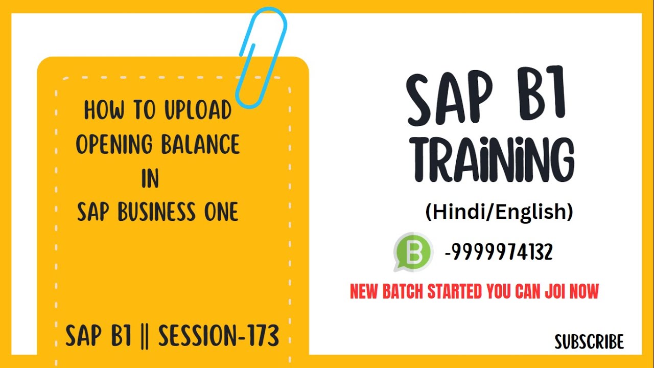 How to maintain Stock Opening Balance in SAP Business One || S-173 ...
